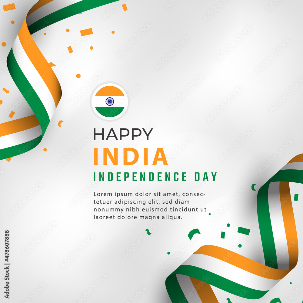 Happy India Independence Day 15 August Celebration Vector Design ...