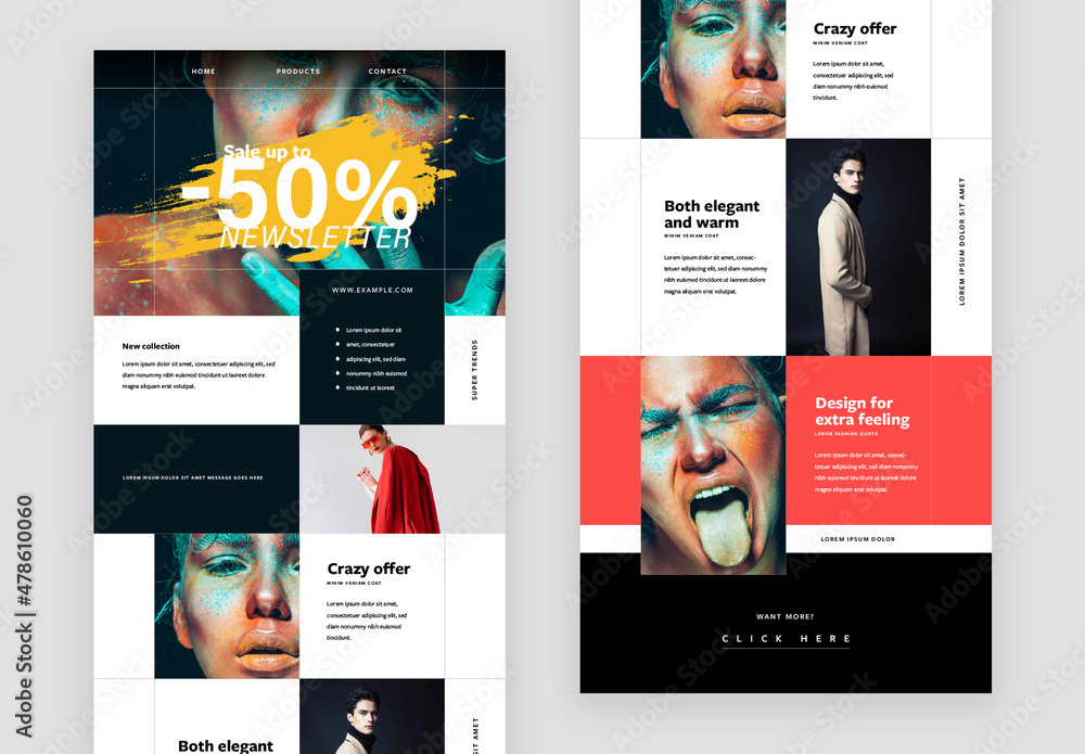 Modern Email Newsletter Layout with Clean Design Stock Template | Adobe ...