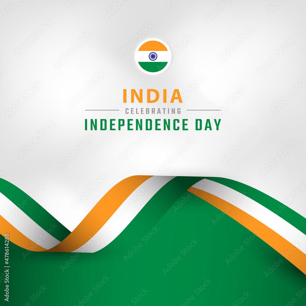 Vecteur Stock Happy India Independence Day 15 August Celebration Vector ...