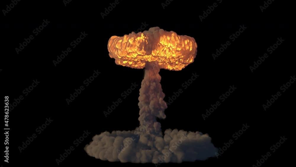 This stock motion graphics video shows nuclear explosion mushroom ...