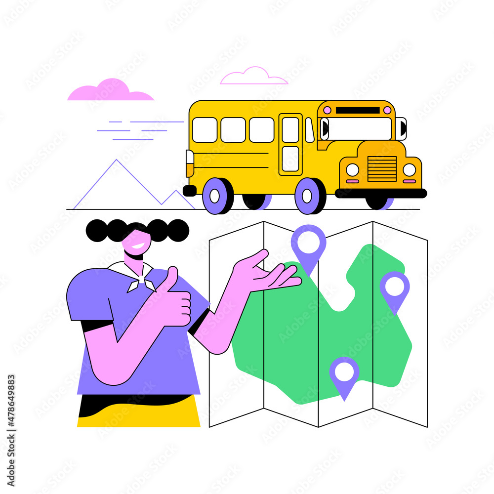 Field trip abstract concept vector illustration. School trip, excursion ...