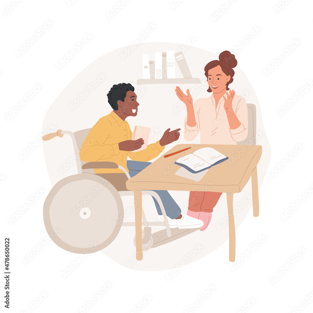 In-home tutoring isolated cartoon vector illustration. Students with ...