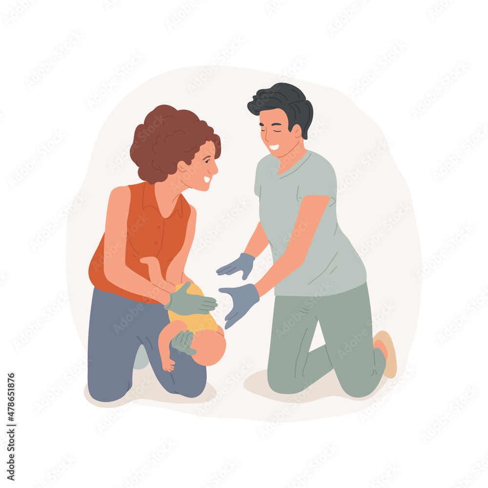 Choking first aid isolated cartoon vector illustration. First aid ...