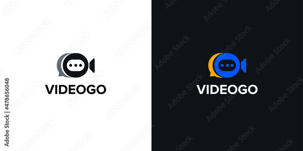 video call conference logo with the bubble chat. video steraming. video ...