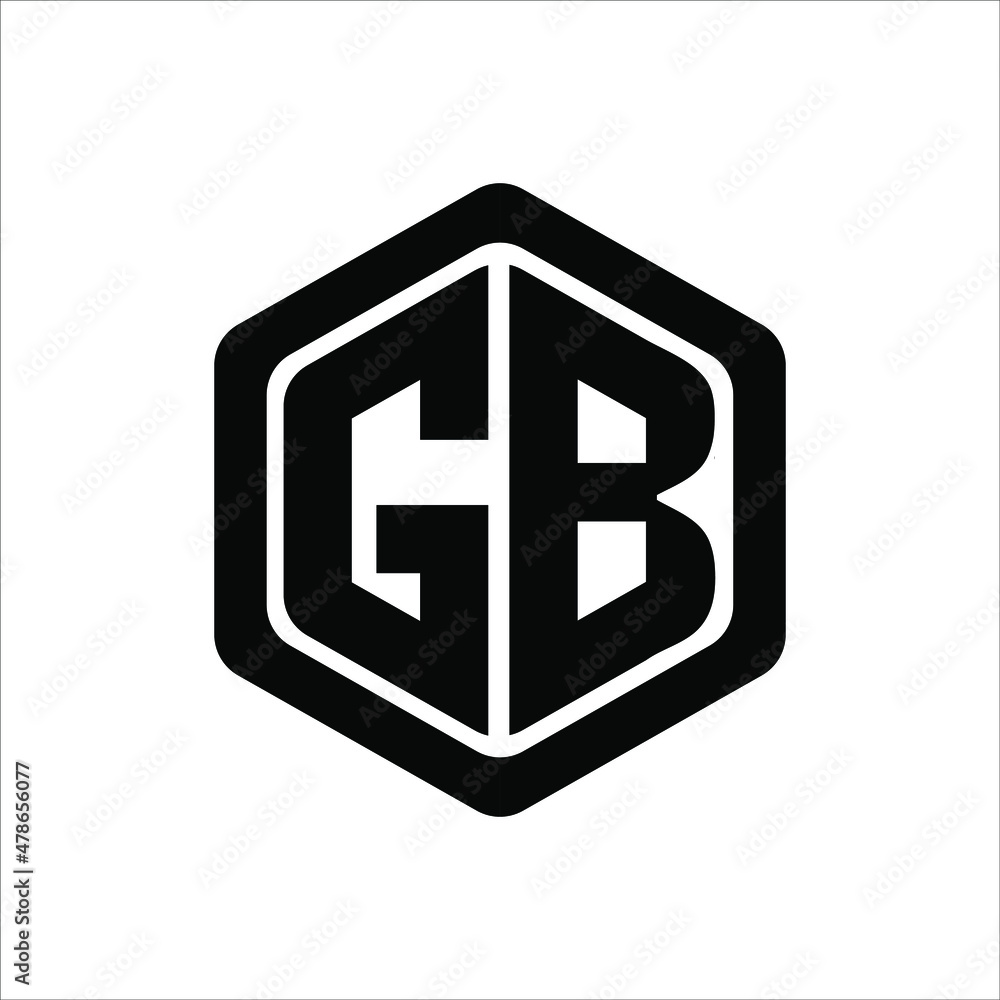 GB letter logo design emblem vector icon, template with white ...