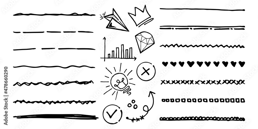 underline set, doodles arrows, check mark, etc. Stock Vector | Adobe Stock