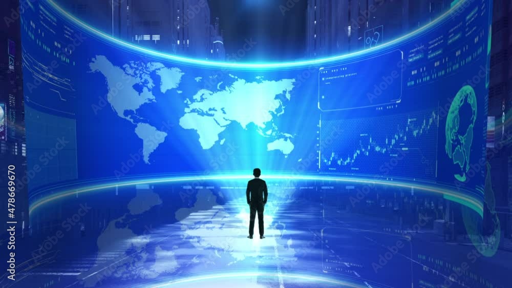 Holographic curved screen studio background. Stock Video | Adobe Stock