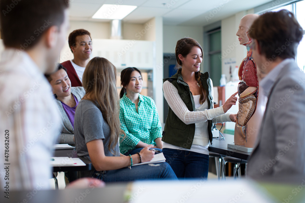 Students learning anatomy in college science lab Stock Photo | Adobe Stock