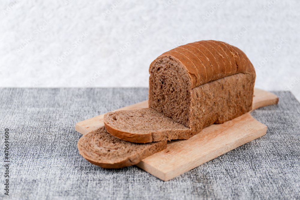 Choco bread loaf slice on a white background. Chocolate flavor Stock ...