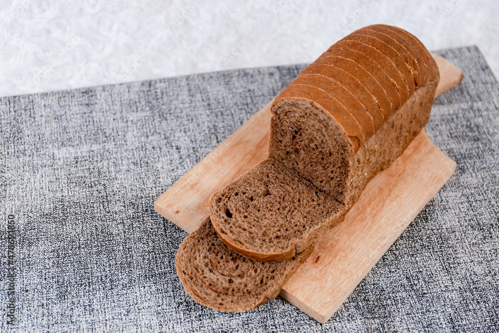 Choco bread loaf slice on a white background. Chocolate flavor Stock ...