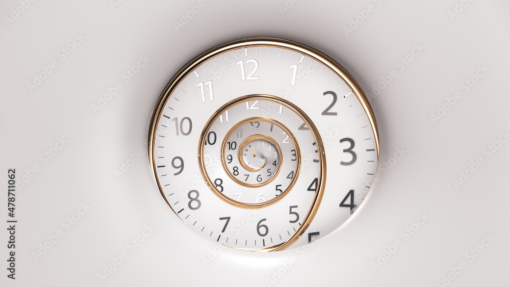Vintage spinning round clock face with infinity time. Golden Spin Clock ...