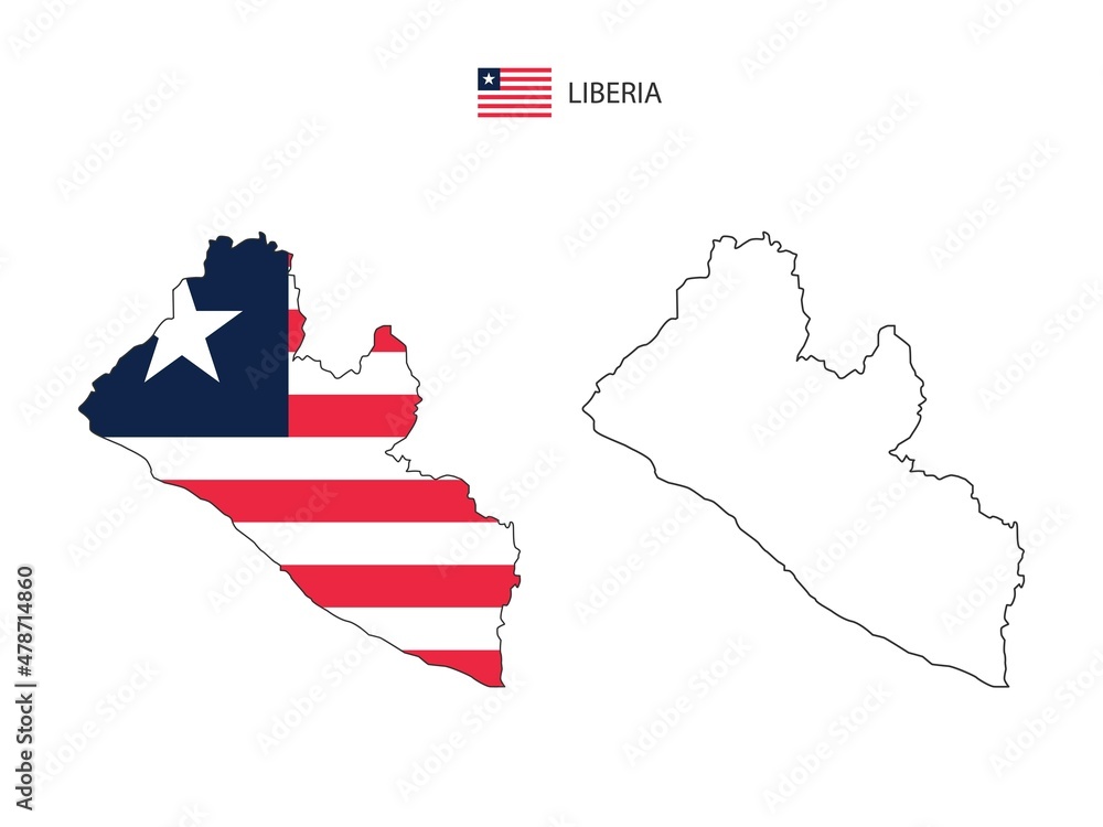 Liberia map city vector divided by outline simplicity style. Have 2 ...