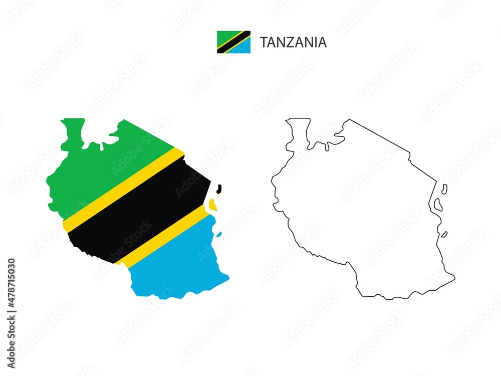 Tanzania map city vector divided by outline simplicity style. Have 2 ...