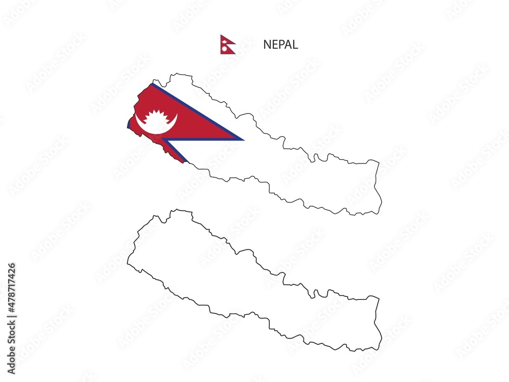 Nepal map city vector divided by outline simplicity style. Have 2 ...