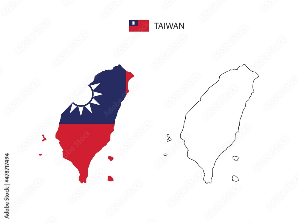 Taiwan map city vector divided by outline simplicity style. Have 2 ...