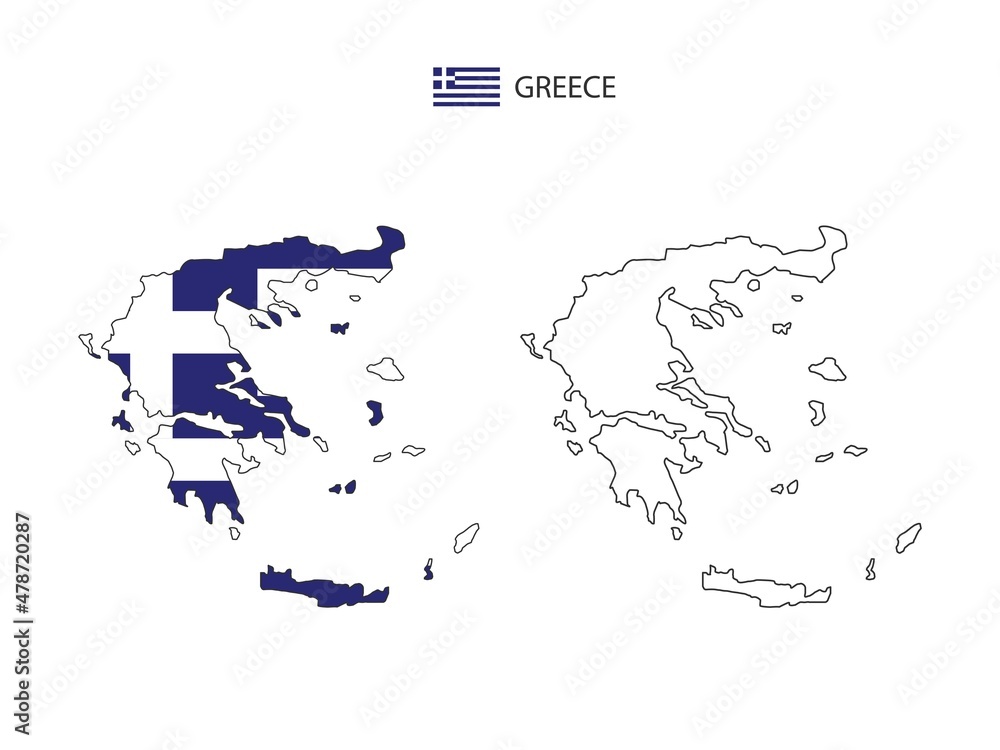Greece map city vector divided by outline simplicity style. Have 2 ...
