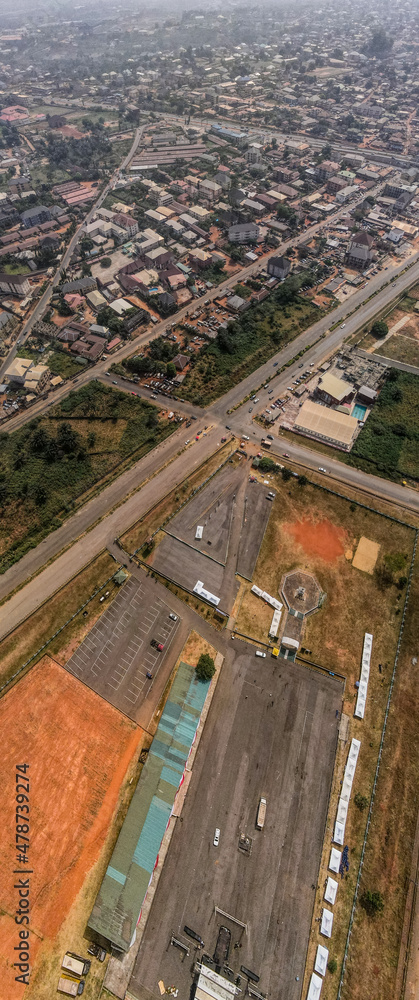 An aerial view of the city of Awka, Anambra in Nigeria showing the ...