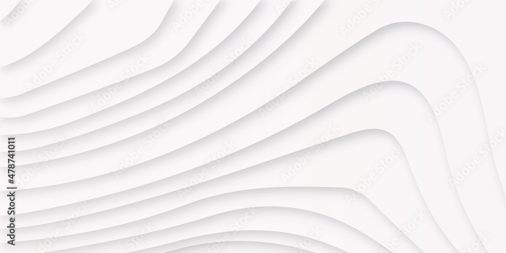 Abstract Circle Blank Paper White And Gray Tone Vector Background Wave Overlapping With Shadow