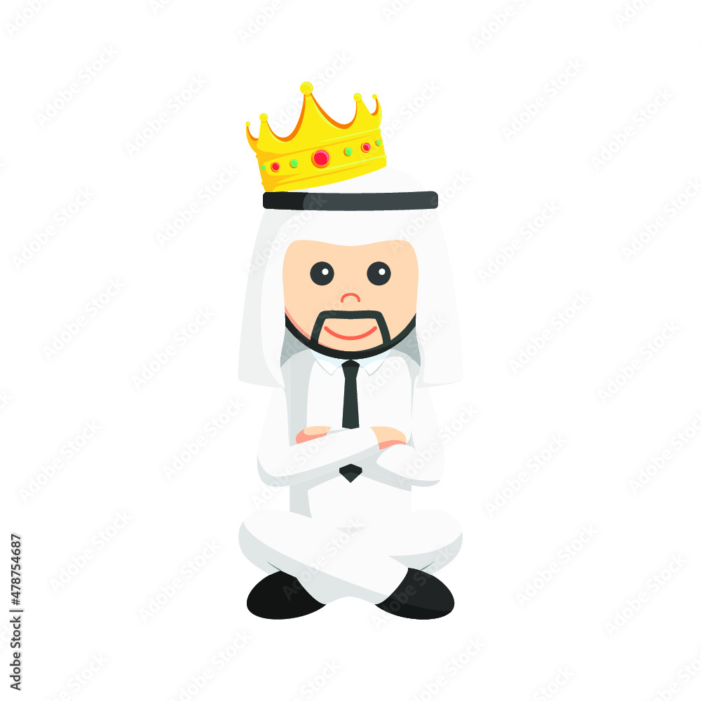 Arabian king sitting design character on white background Stock Vector ...