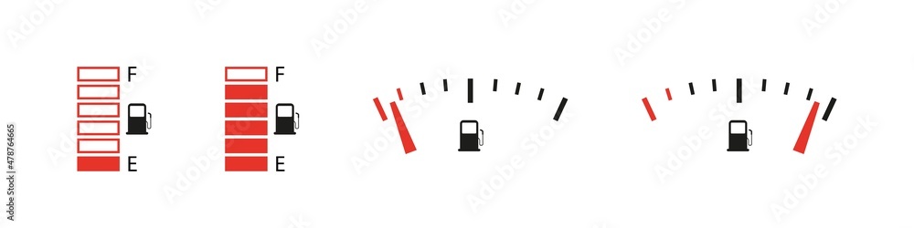 Fuel tank icon. Car gas level gauge. Gasoil meter dashboard panel sign ...