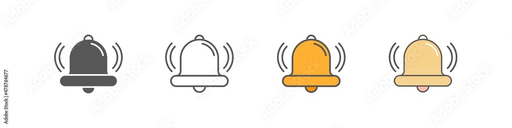 Bell notification icon. Set of alarm vector icons bells ringing. New ...