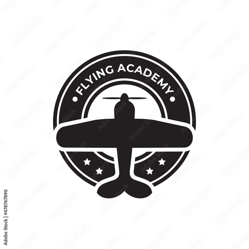 Flying aviation academy emblem logo design Stock Vector | Adobe Stock