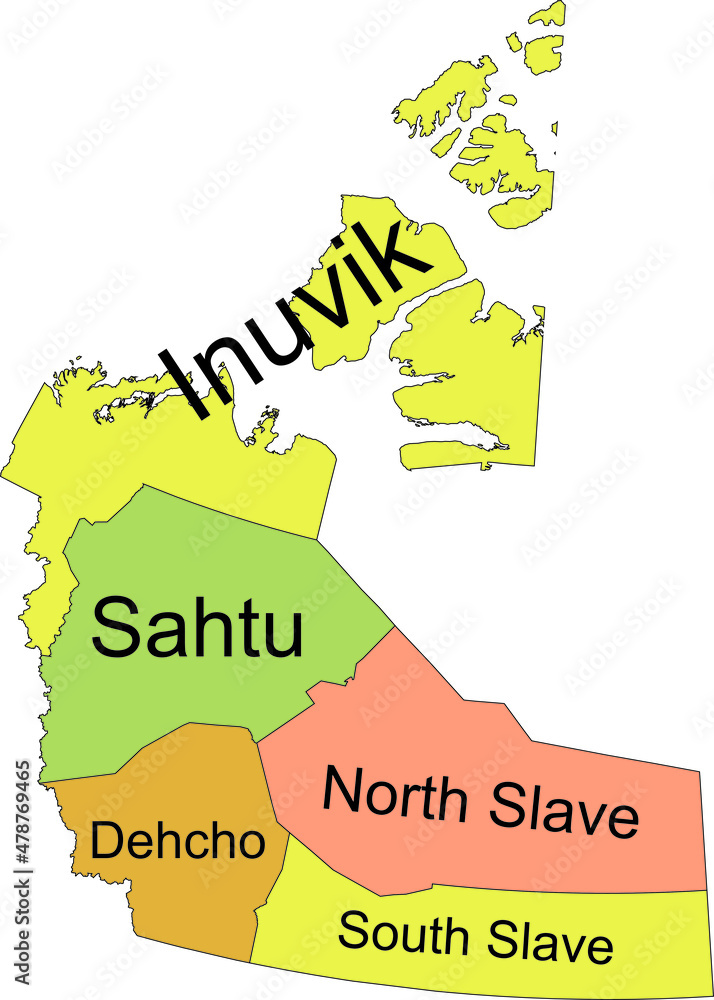 Vetor de Pastel flat tagged vector administrative map of the Canadian ...