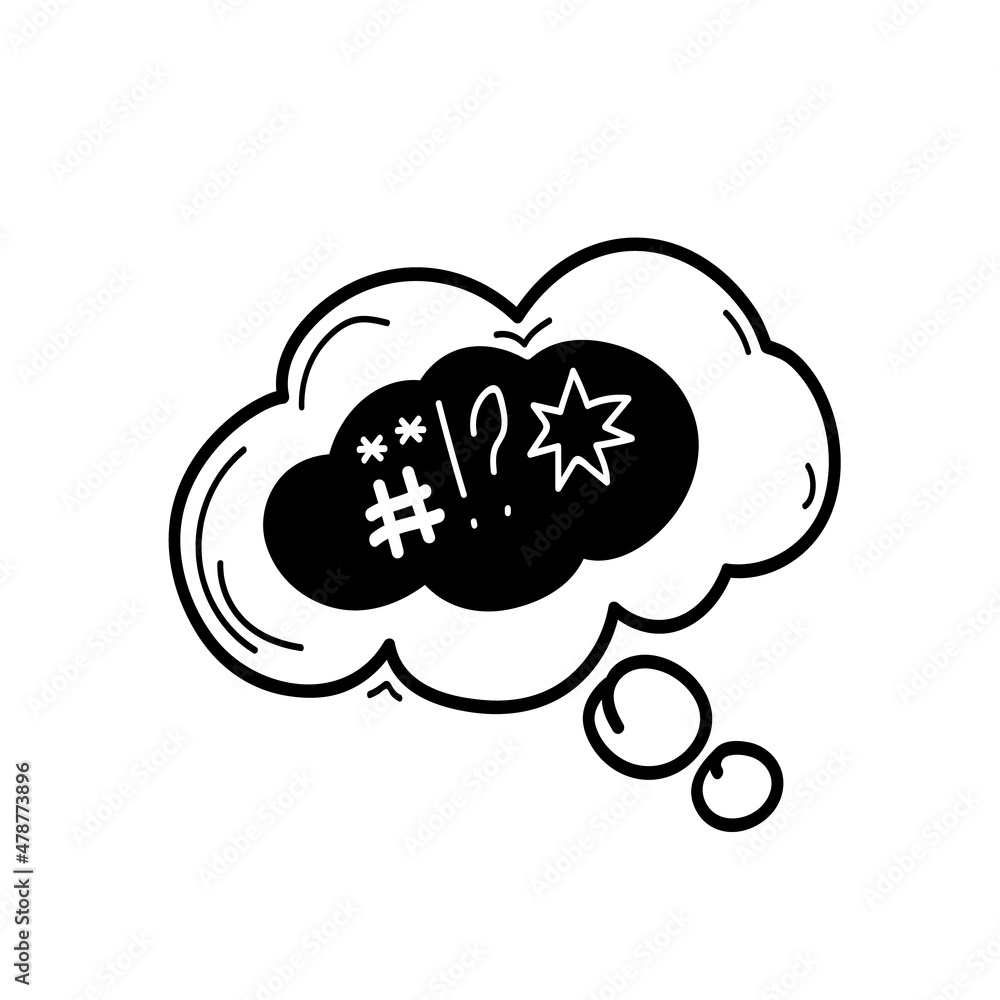 Swear word speech bubble . Hand drawn doodle sketch style. Vector ...