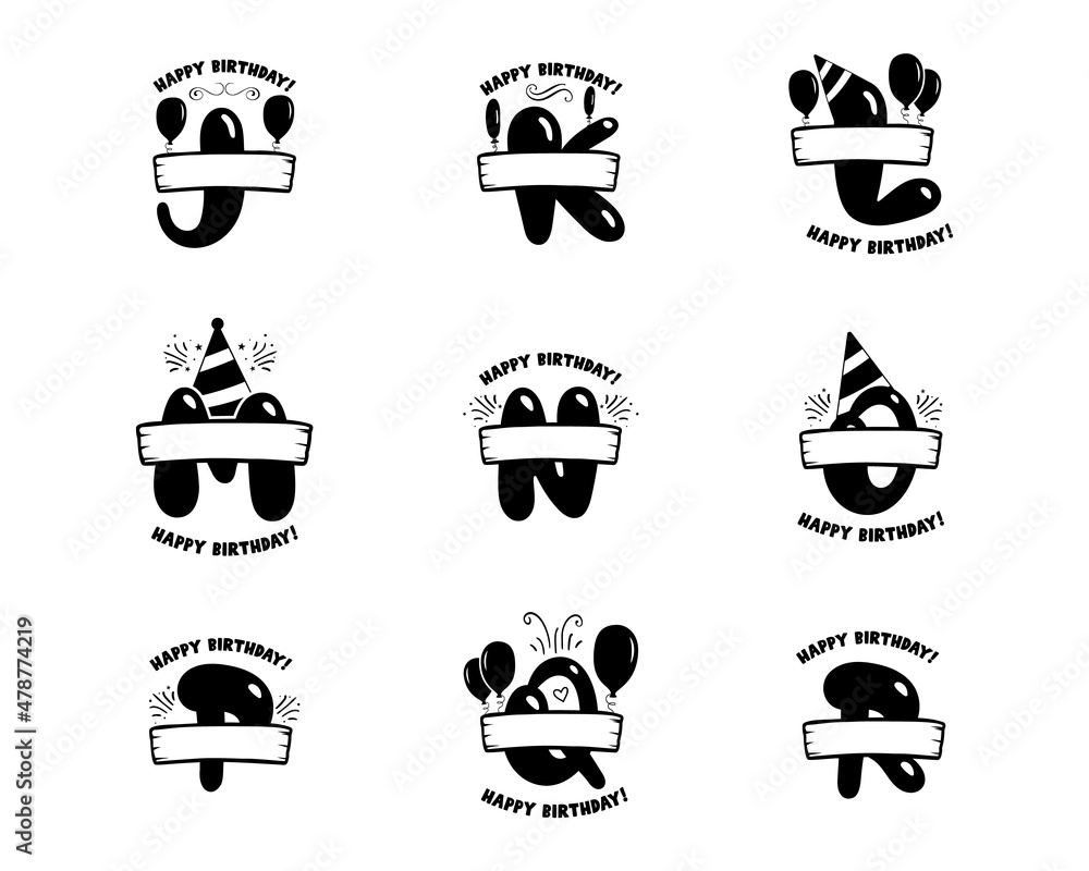 Initial Birthday Letters. From J to R. Happy birthday monogram designs ...