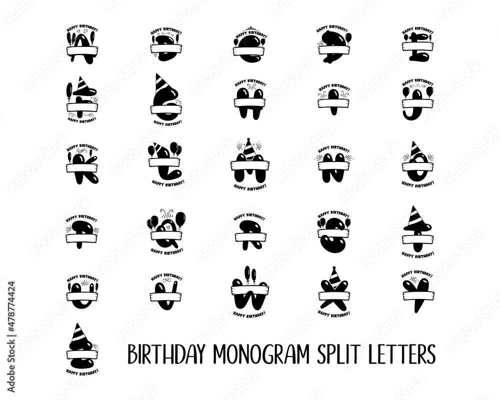 Initial Birthday Letters. From A to Z. Happy birthday monogram designs ...