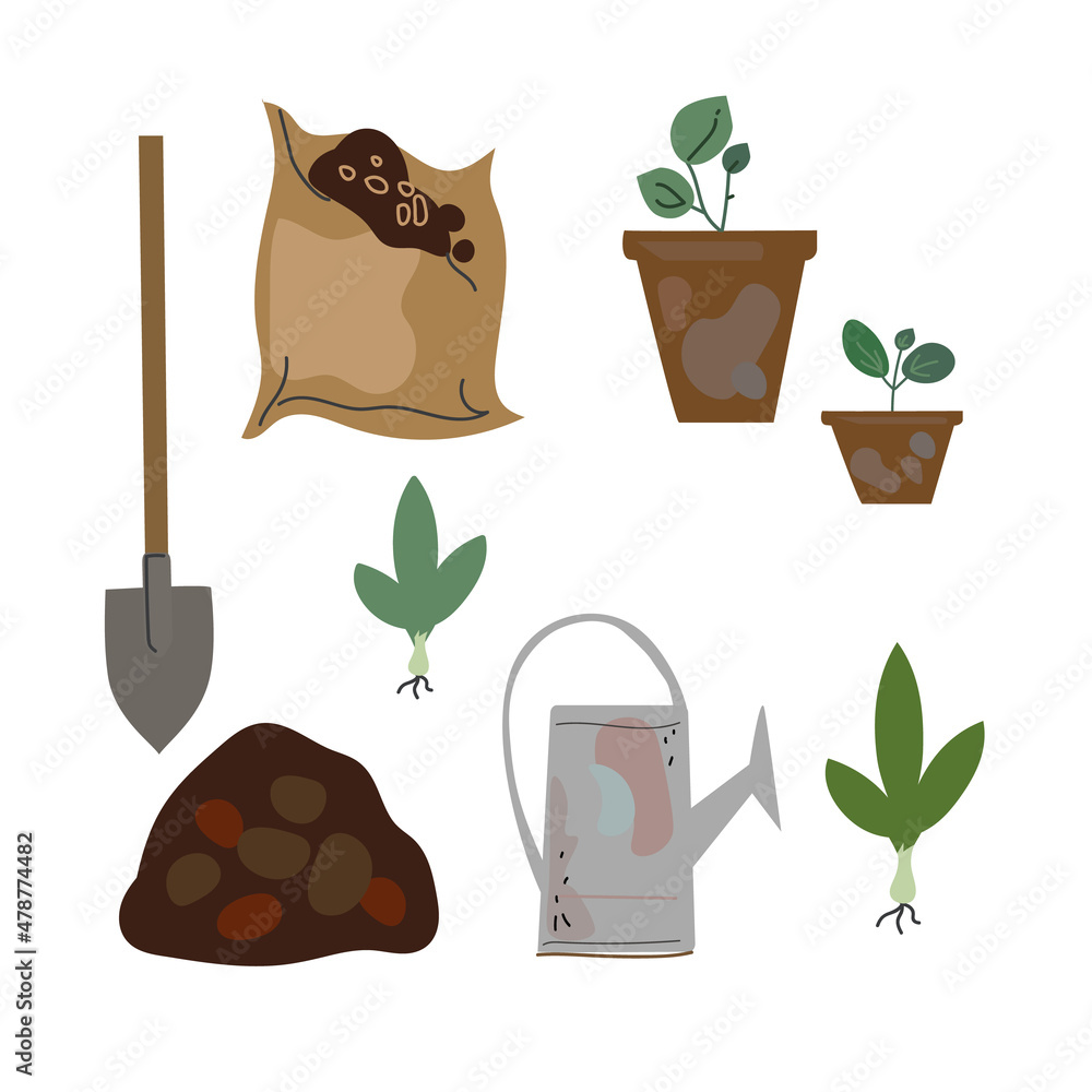 Compost pile. Organic compost theme. Set of hand drawn icons. Zero ...