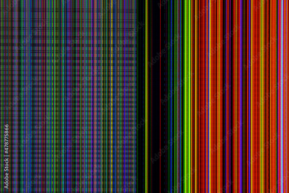 LCD television with broken screen and colorful stripes Stock ...