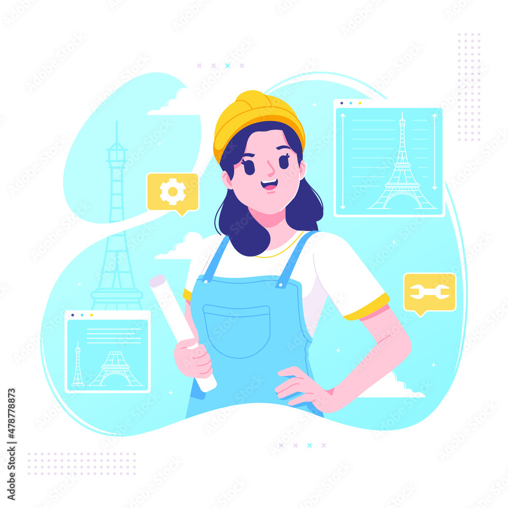 civil engineer cartoon character vector illustration Stock Vector ...