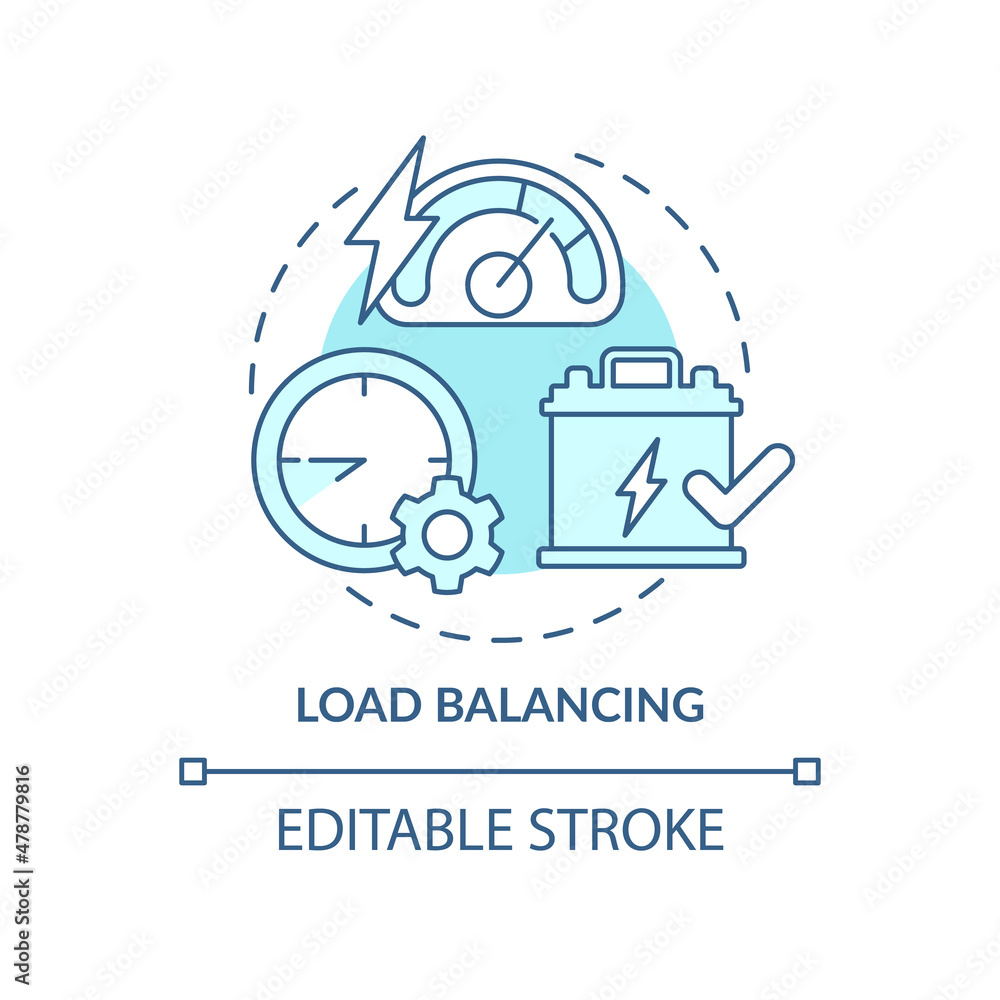 Load balancing turquoise concept icon. Control power consumption. Smart ...