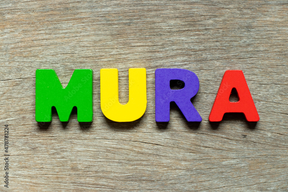 Color alphabet letter in word mura on wood background Stock Photo ...