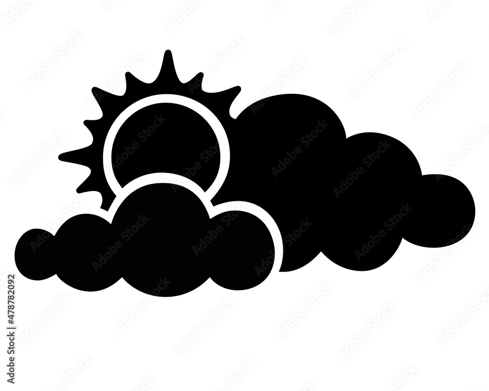 Sun with clouds, slightly cloudy - vector silhouette illustration for ...