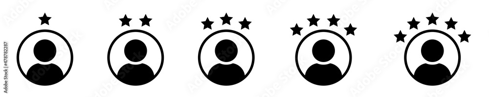 Customer experience vector icon . 1 to 5 star satisfaction rating ...