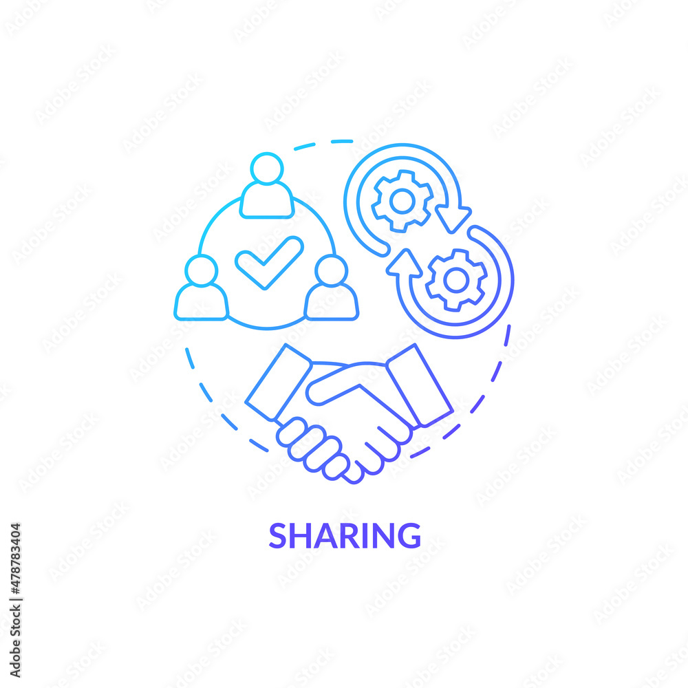 Sharing blue gradient concept icon. Transparent budget. Company ...