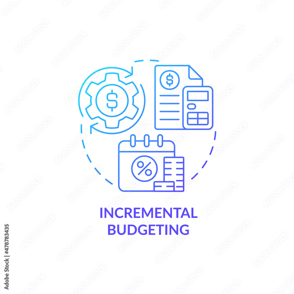 Incremental budgeting blue gradient concept icon. Financial planning ...