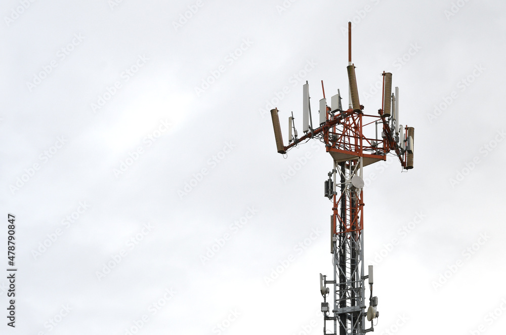 Detail of the telecommunication tower. Telecommunication tower with ...