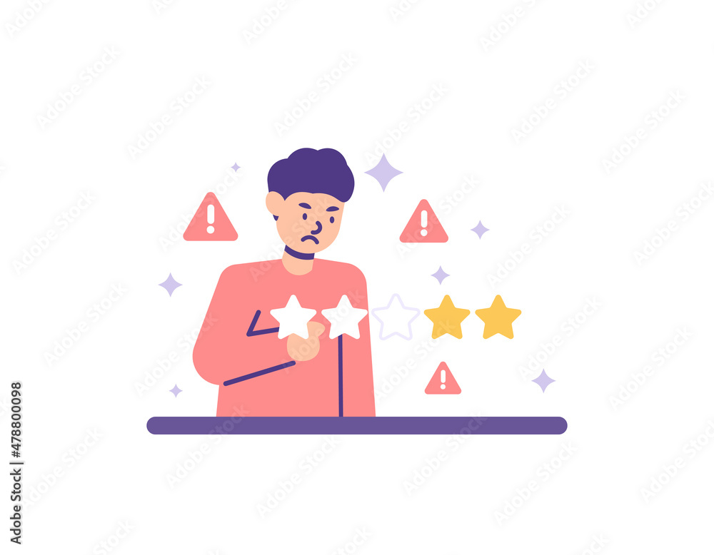 negative review concept, bad rating. user feedback. illustration of a ...