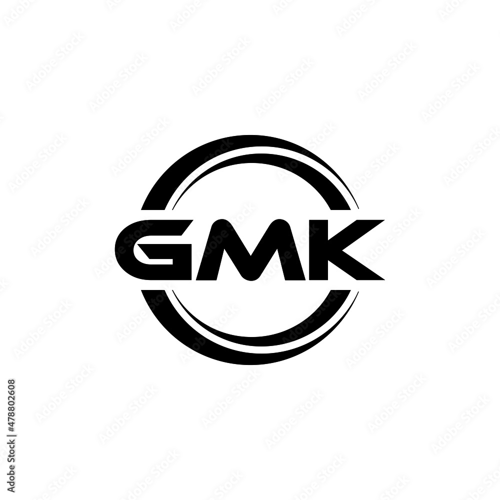 Vecteur Stock GMK letter logo design with white background in ...