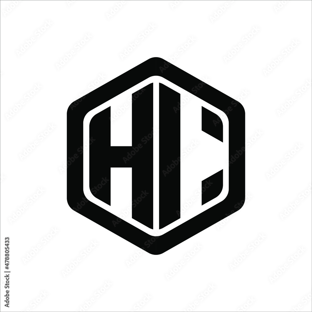 HI letter logo design emblem vector icon, template with white ...