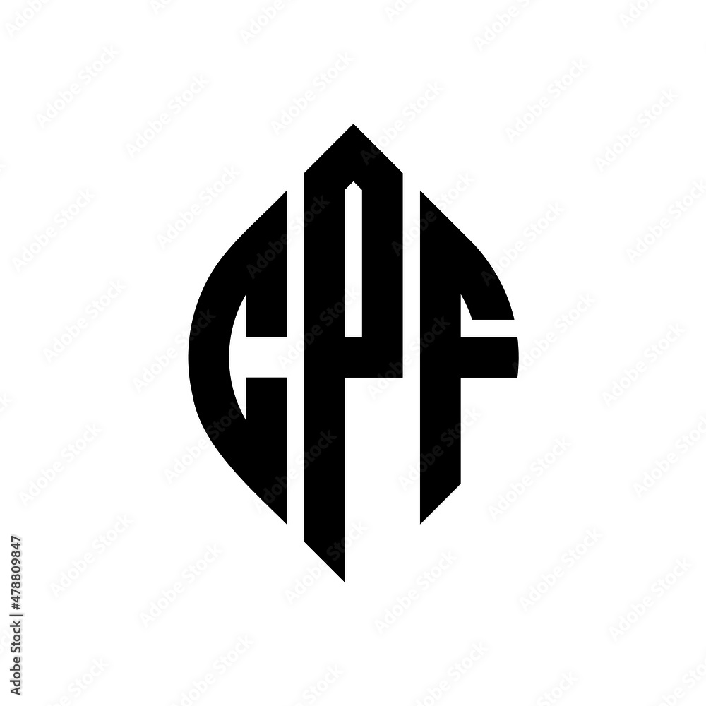 CPF circle letter logo design with circle and ellipse shape. CPF ...