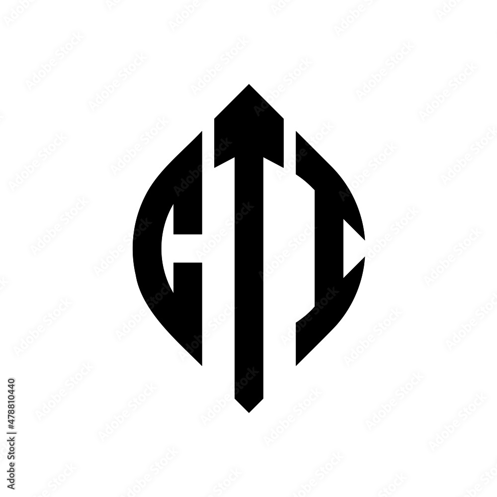 CTI circle letter logo design with circle and ellipse shape. CTI ...