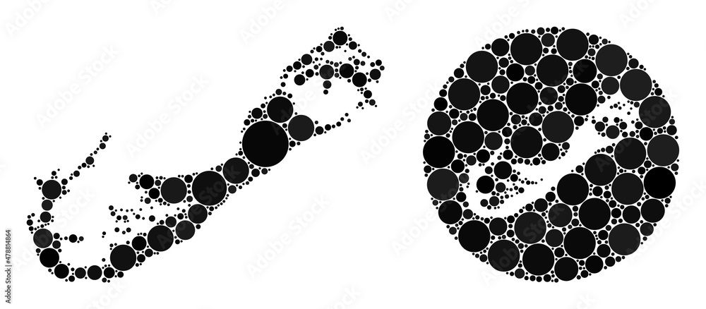 Vector mosaic Bermuda Islands map of spheric dots. Mosaic geographic ...