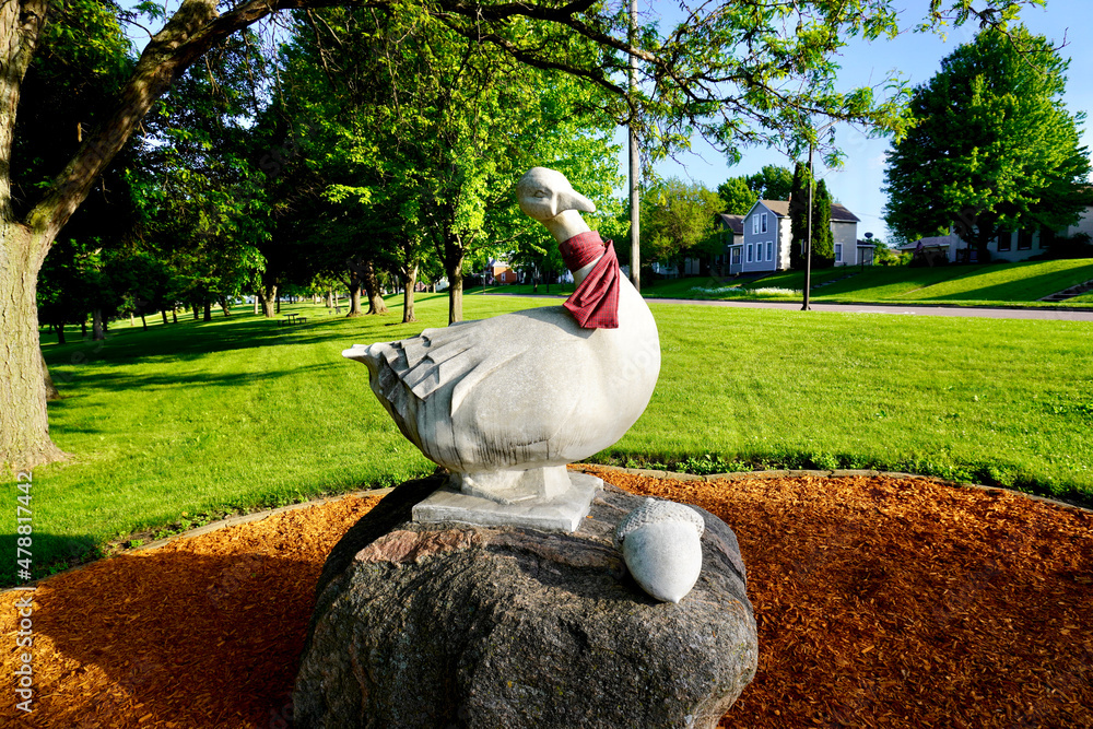 Statue of Gertie the Goose in Riverside Park in New Ulm, Minnesota, a ...