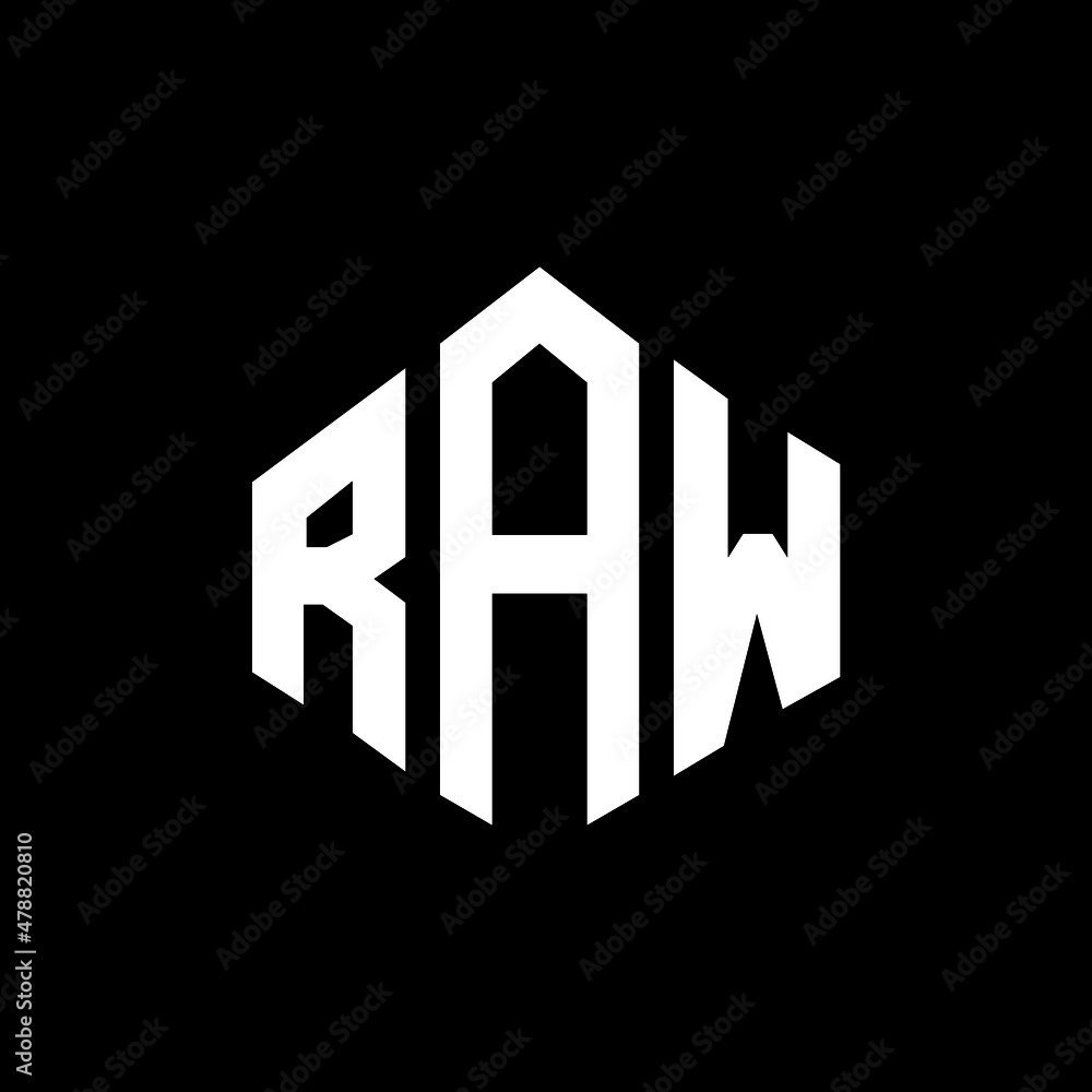 RAW letter logo design with polygon shape. RAW polygon and cube shape ...