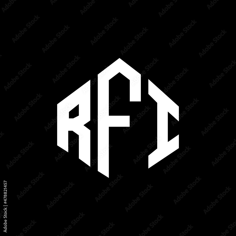 RFI letter logo design with polygon shape. RFI polygon and cube shape ...