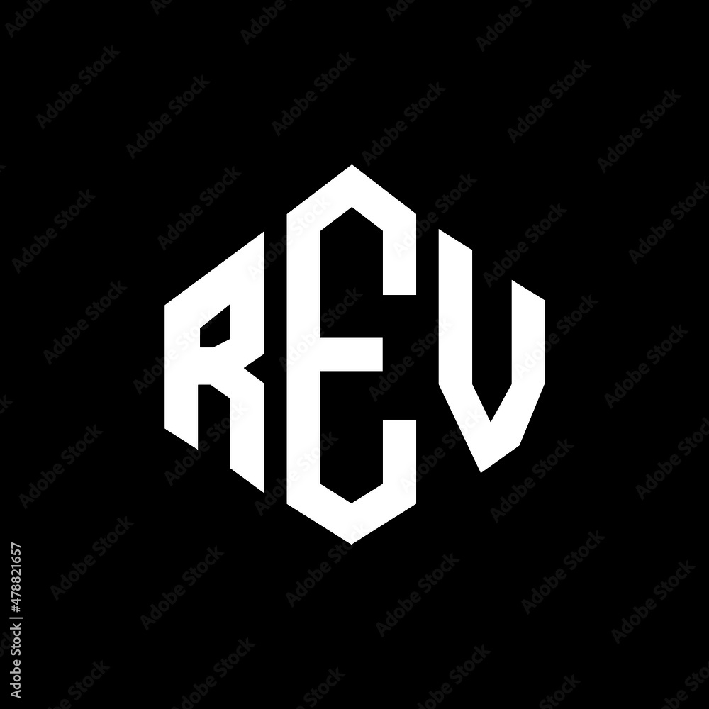 REV letter logo design with polygon shape. REV polygon and cube shape ...